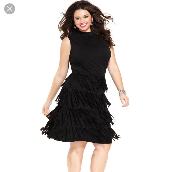 Spense | Dresses | Spense Black Tiered Fringe Dress | Poshmark